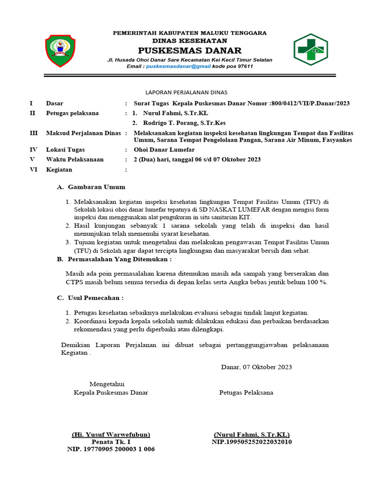 SPPD TFU SEKOLAH Lumefar | PDF