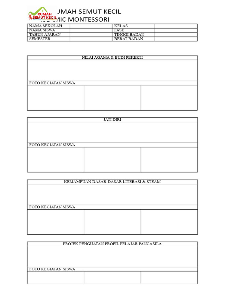 Contoh Raport Kurmer RSK | PDF