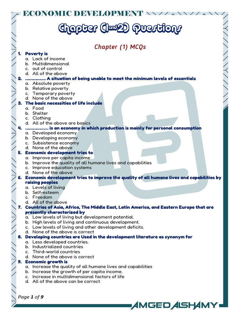 Economic Development Exam Questions | PDF | Human Development Index ...