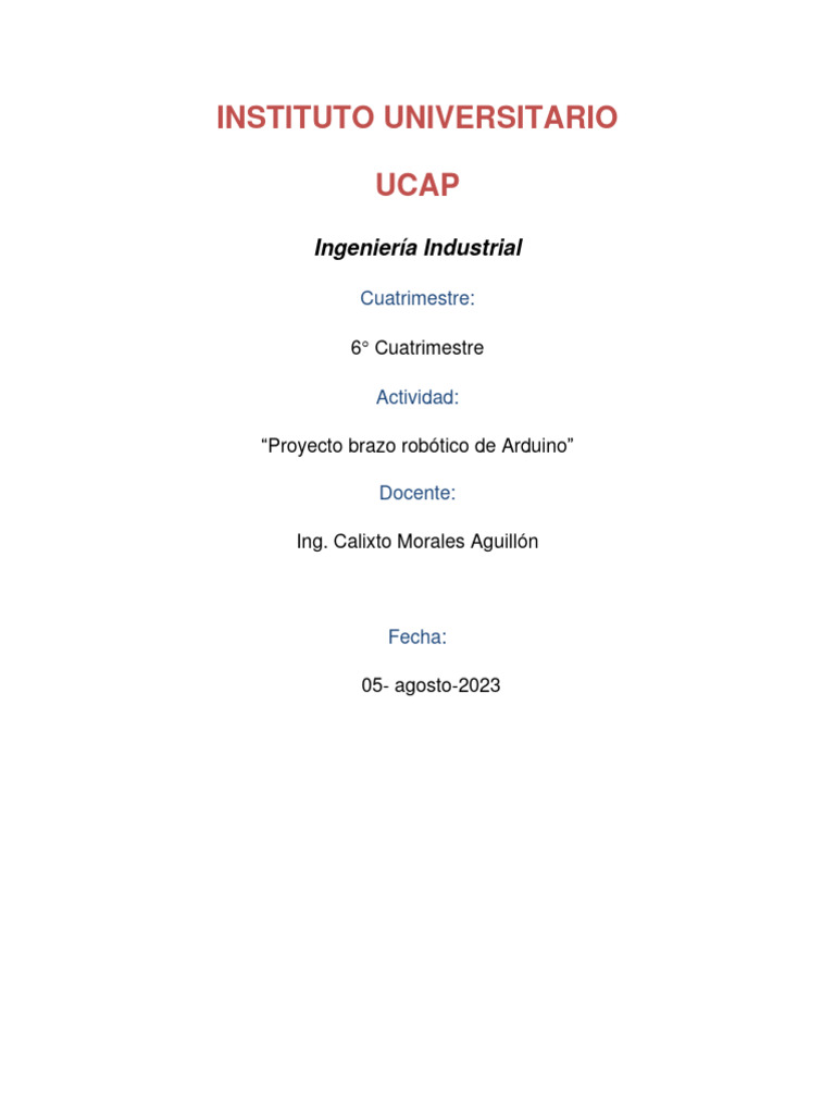 Proyecto - Arduino 2023 | PDF | Robótica | Robot