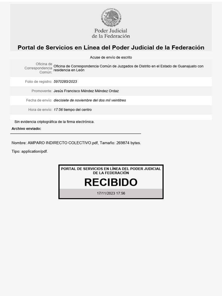Acuse de envío en el portal judicial | PDF | Ciencias sociales | Derecho