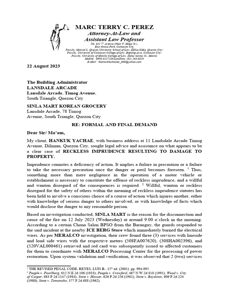 Demand Letter Hankuk | PDF | Justice | Crime & Violence