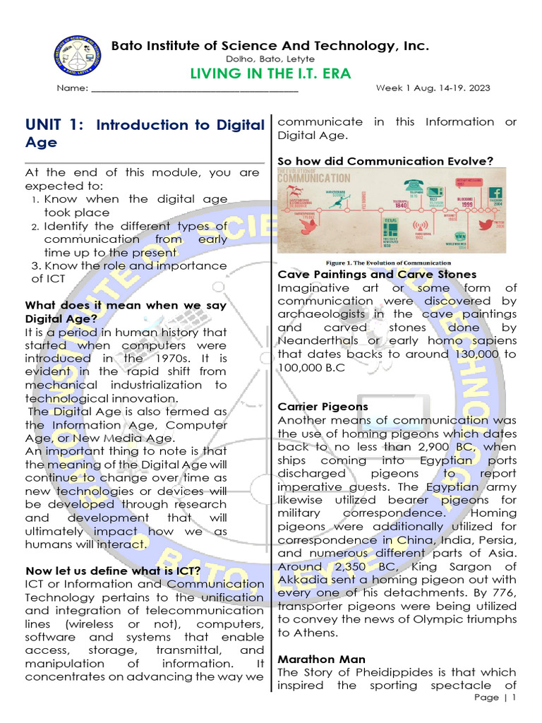 UNIT 1-Introduction-to-Digital-Age | PDF | Information Technology ...