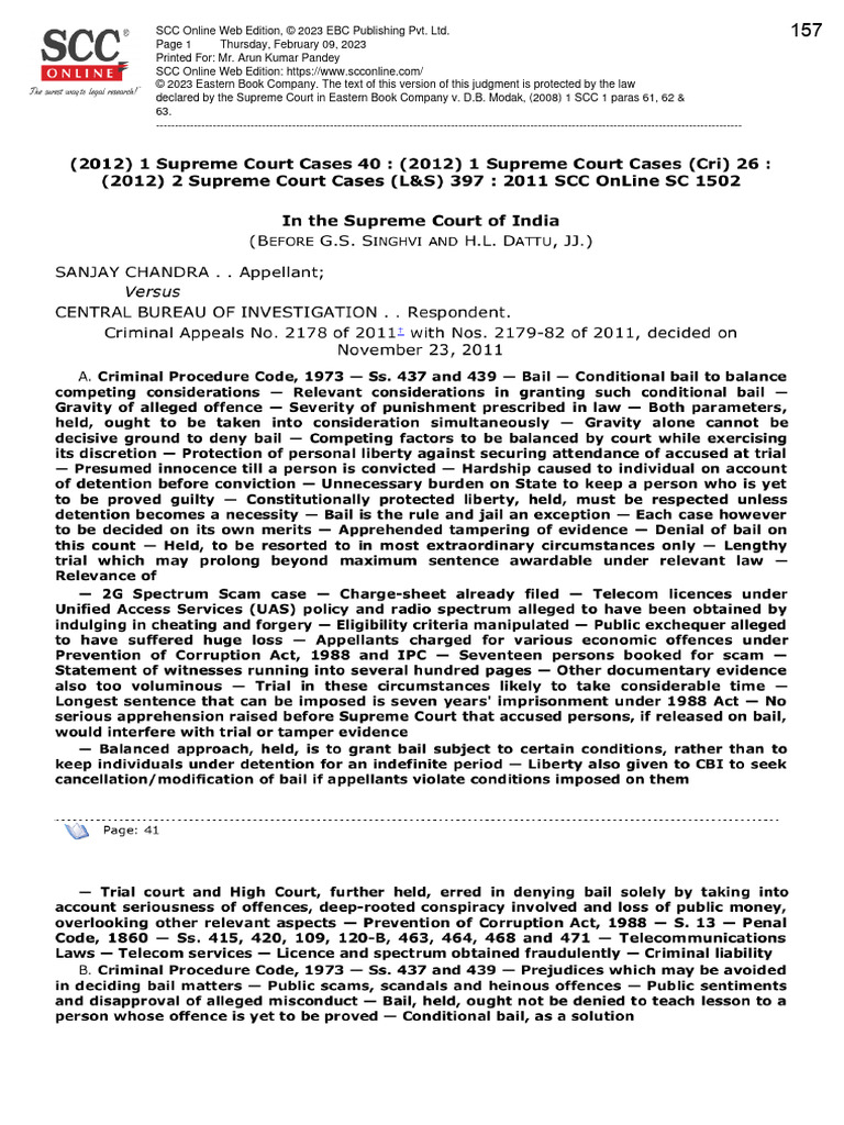 Sanjay Chandra For Antil Compendium | PDF | Public Law | Separation Of Powers