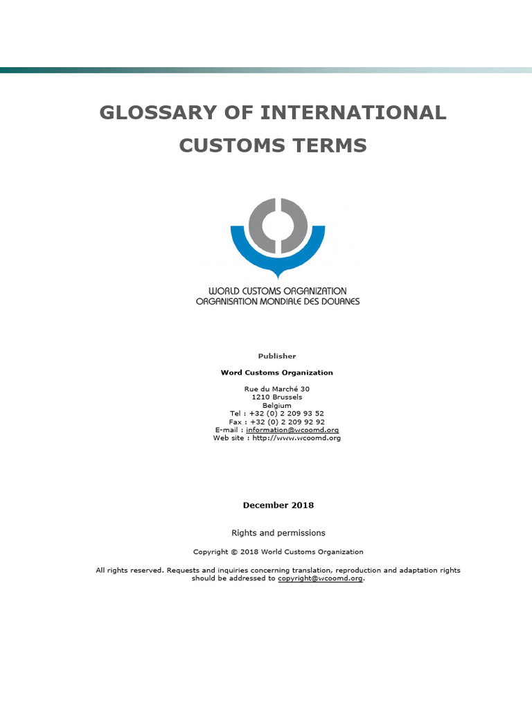 Glossary of International Customs Terms | PDF | Customs | Cargo