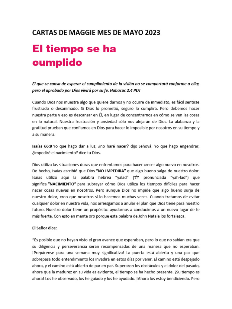 Cartas de Maggie Mes de Mayo 2023 | PDF | Arca de Noé | Moisés