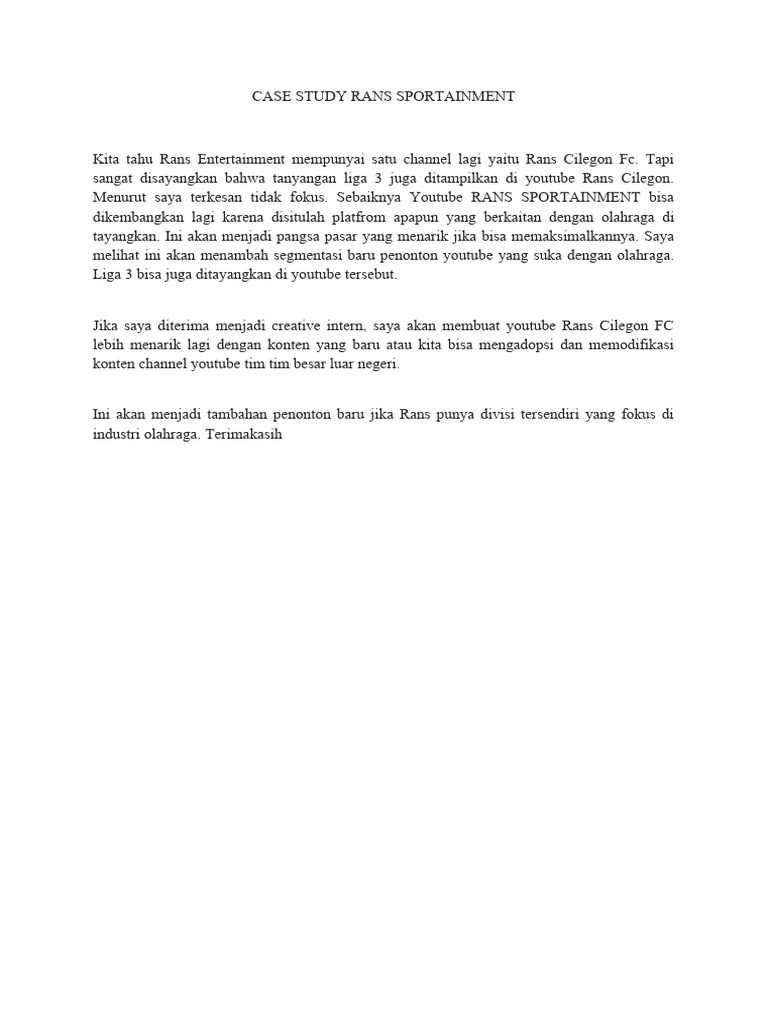 Case Study Rans Sportainment | PDF