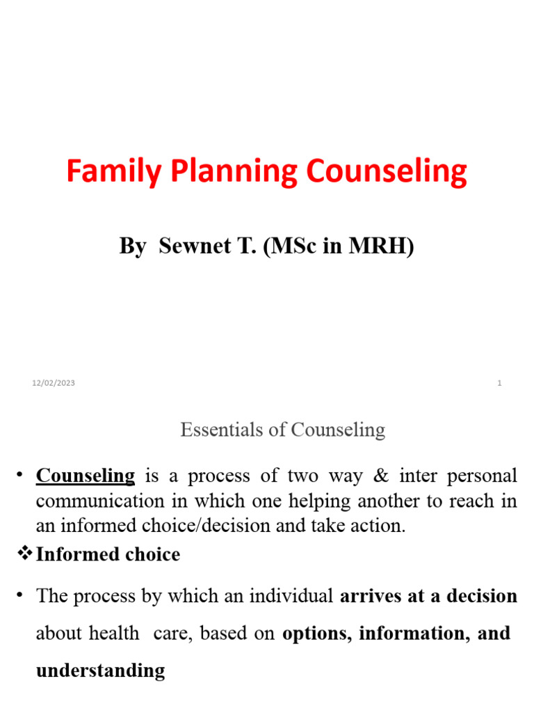 Family Planning Counseling - Pptxsew | PDF | Health Care | Birth Control