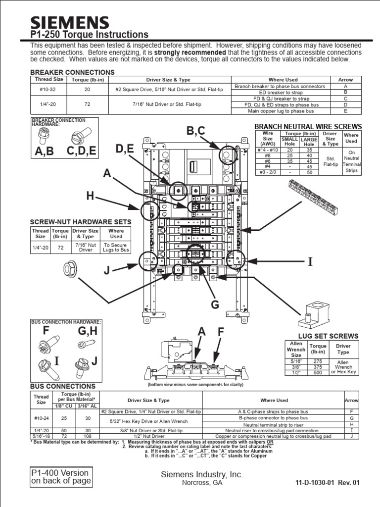 P1-250 Torque Instructions | PDF | Nut (Hardware) | Screw
