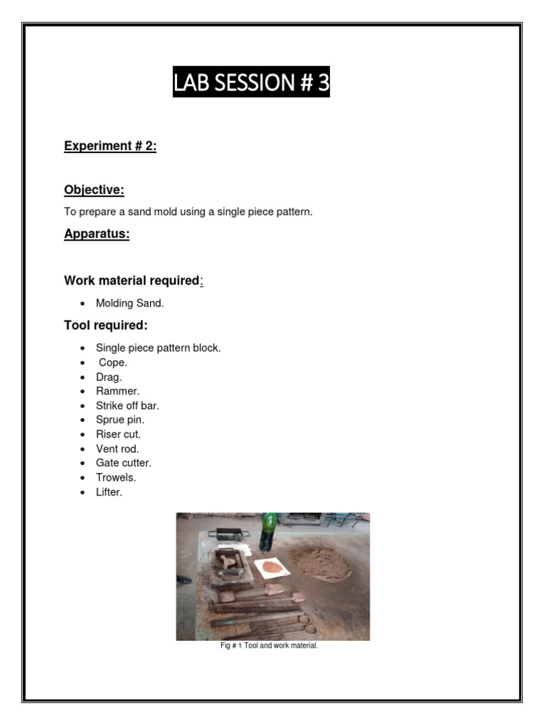 LAB SESSION NO 3 Material and Manufacturing | PDF | Casting | Building Materials