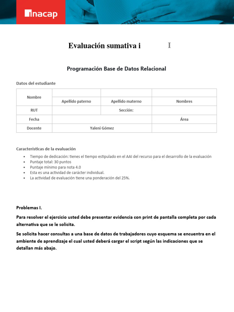 Evaluacion II 10112023 Alumno-1 | PDF | SQL | Datos de computadora