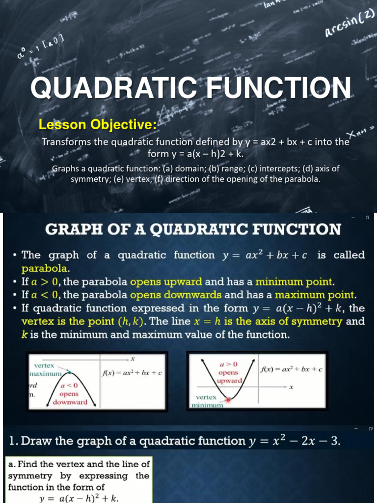 Quadratic Function Transformation Guide | PDF