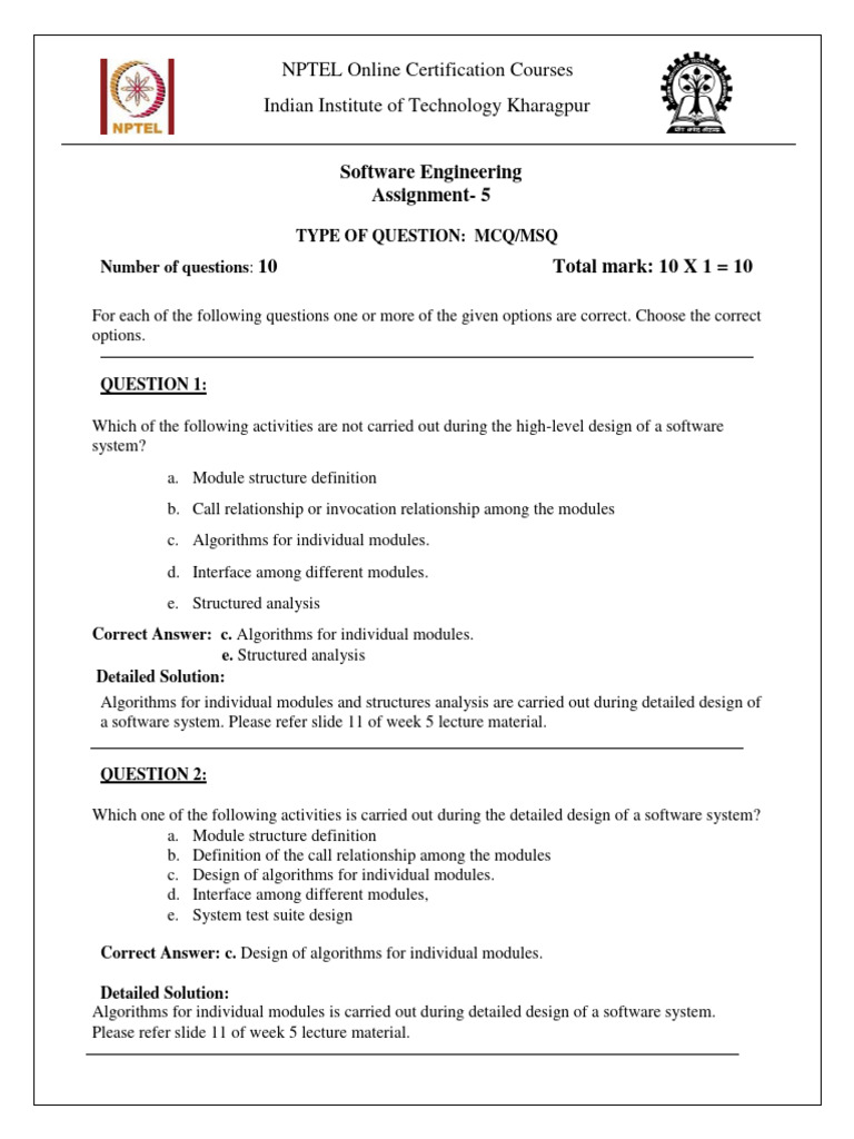 Software Engineering - 2023 - Assignment 5 | PDF | Modular Programming | Software