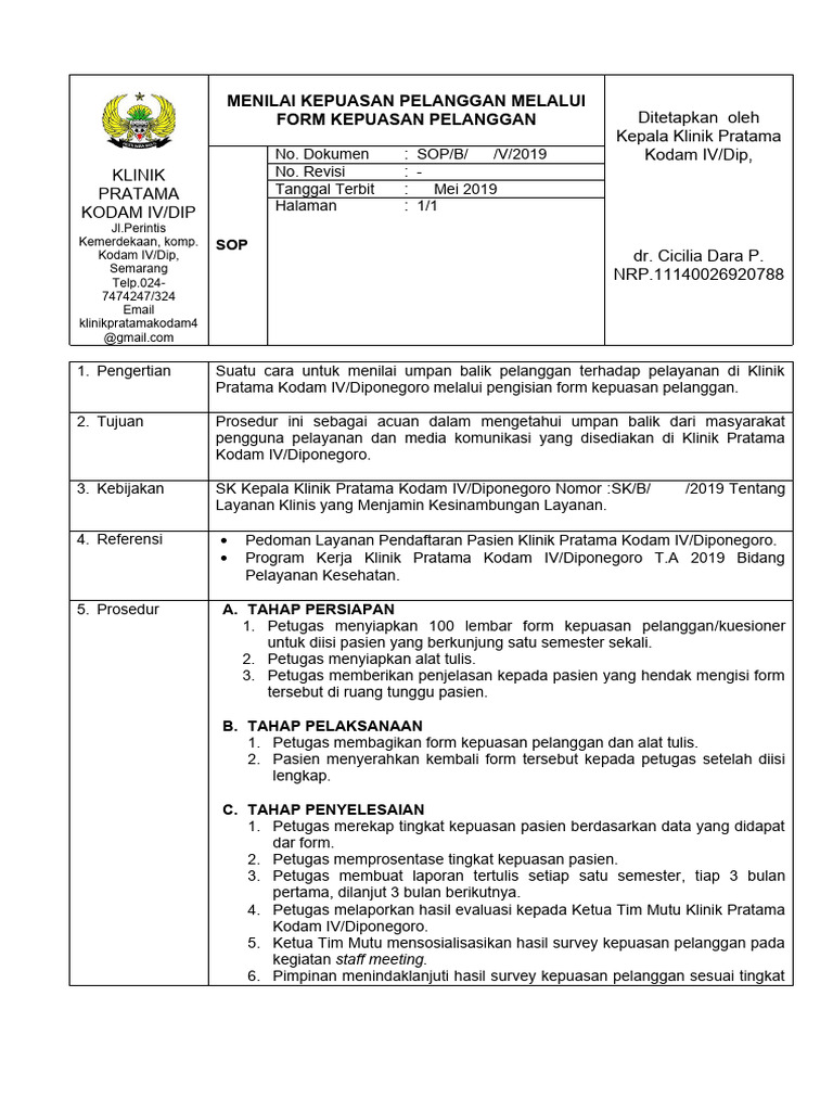 Sop Kepuasan Mel Form | PDF