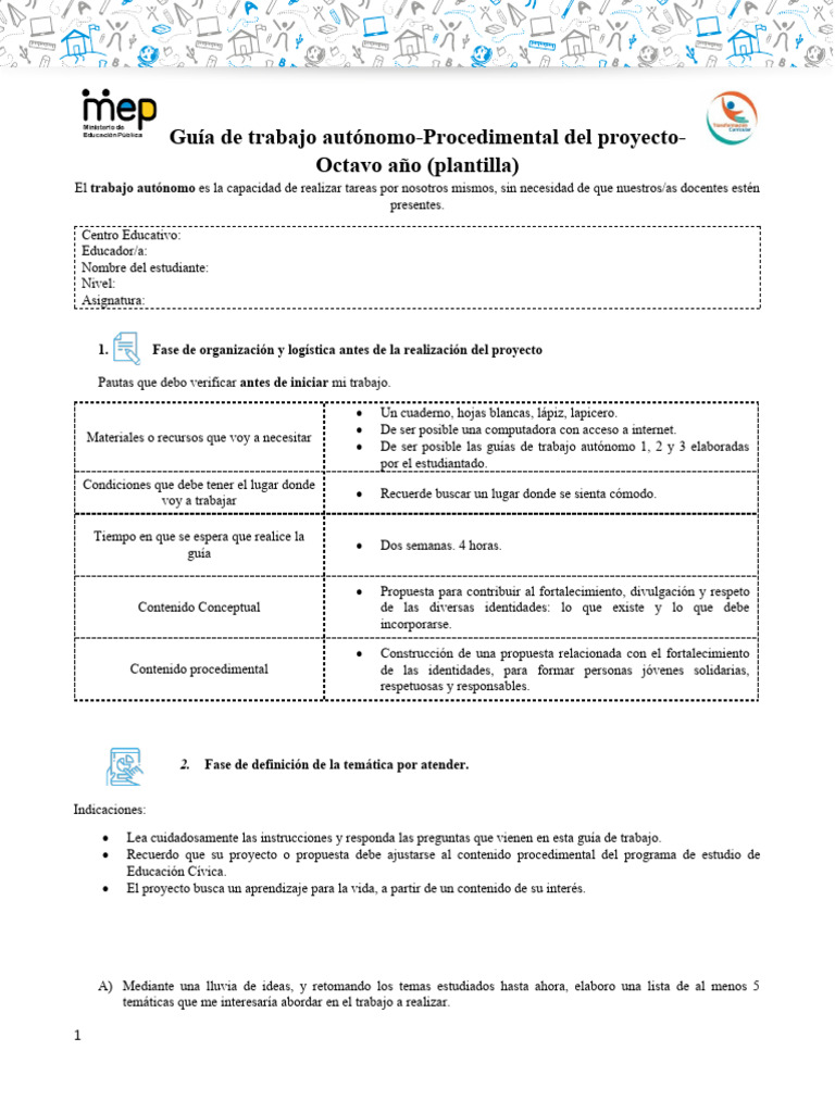 GTA Procedimental Proyecto Octavo I Unidad Cívica S8 | PDF