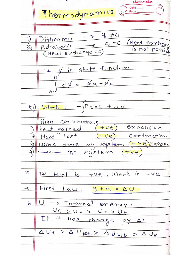 Chemistry Thermodynamics Formulas | PDF