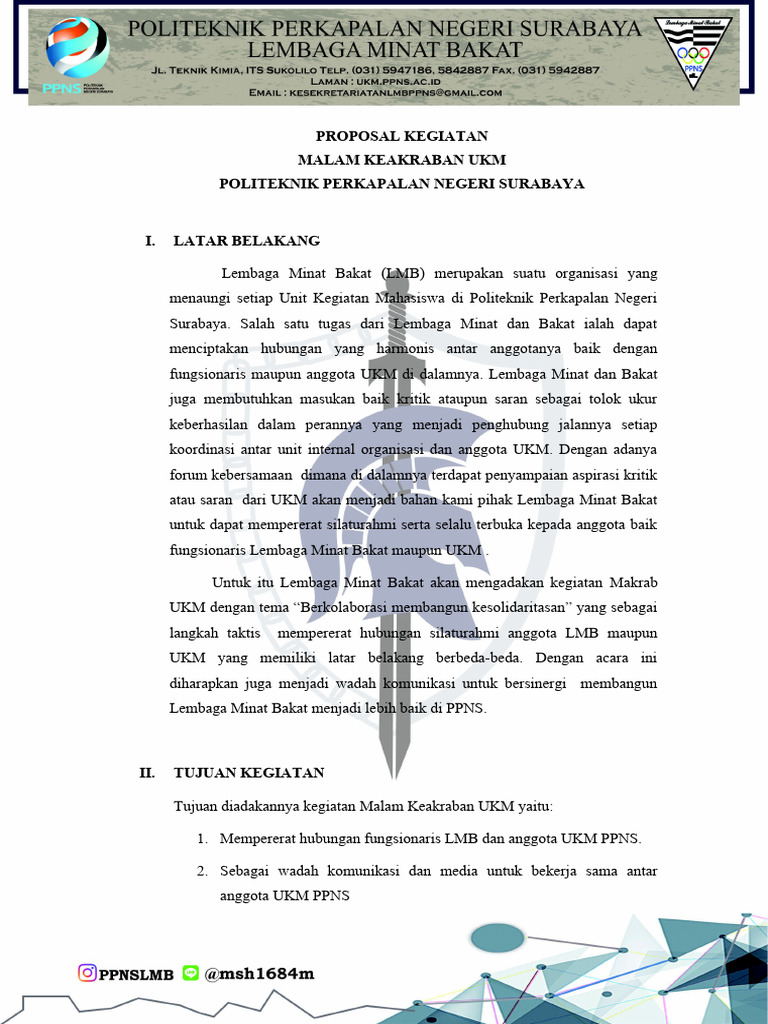 Makrab UKM - Proposal 1 | PDF