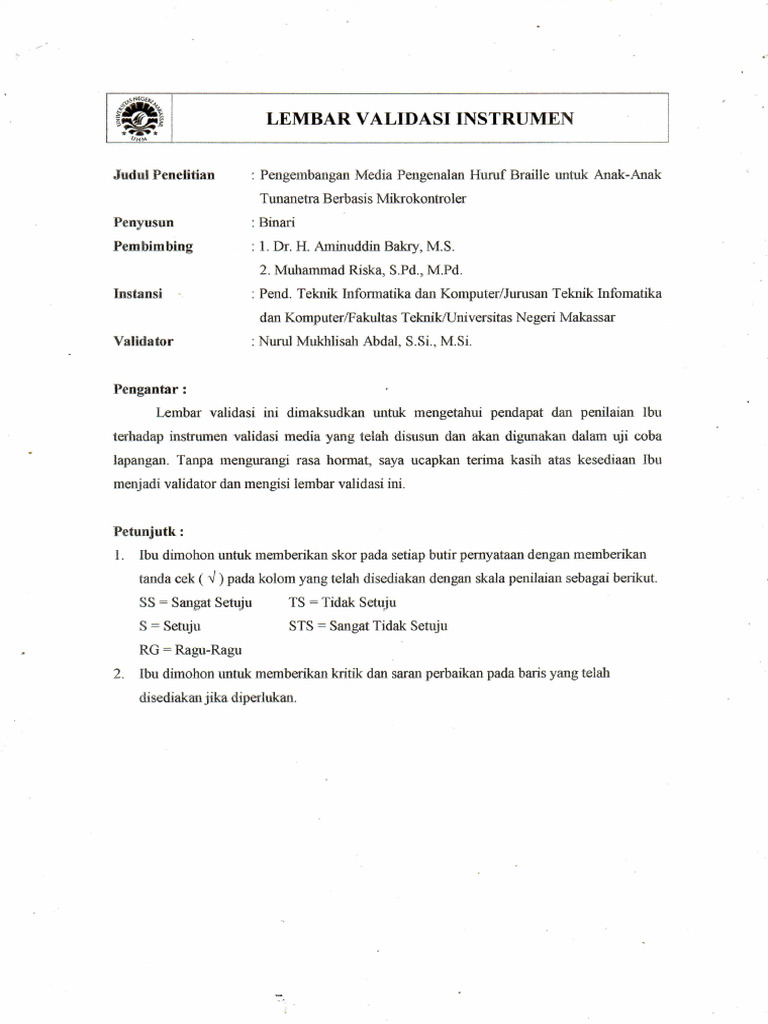 Validasi Instrumen | PDF