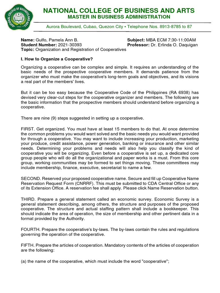 Organization and Registration of Cooperatives | PDF | Justice | Crime ...
