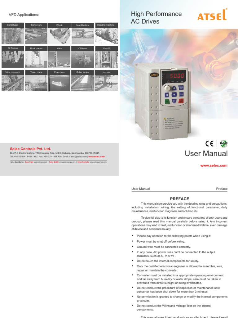 Selec Atsel VFD User Manual - 2020 | PDF | Electric Motor | Alternating Current