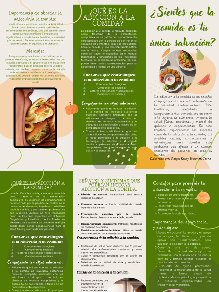 Folleto Tríptico Comida Saludable Orgánico Natural Naranja y Verde ...