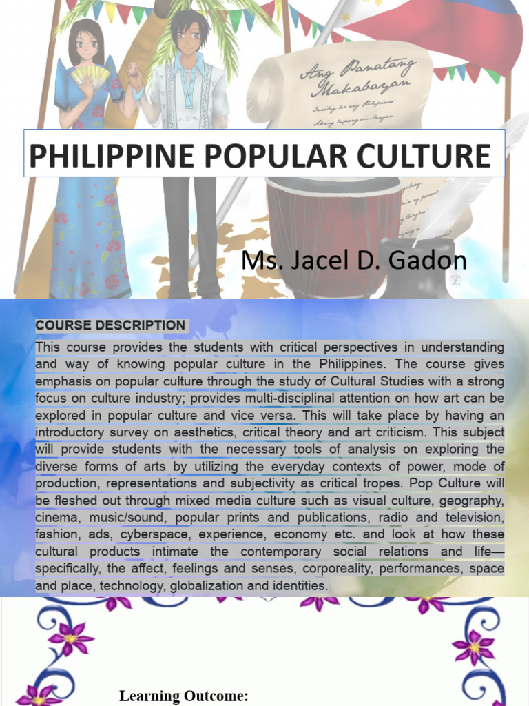 Lesson 1 - Philippine Popular Culture | PDF | Popular Culture | Society