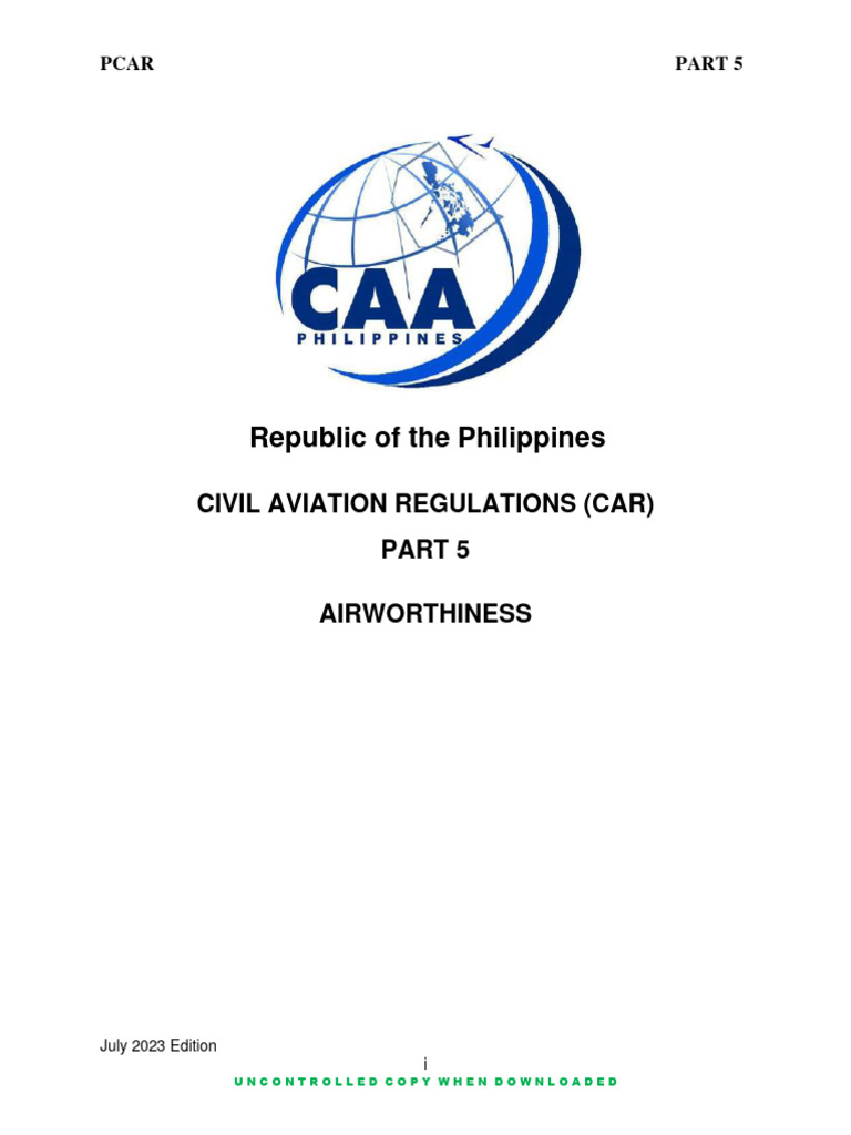 PCAR Part 5: Airworthiness Regulations | PDF | Aerospace | Aircraft