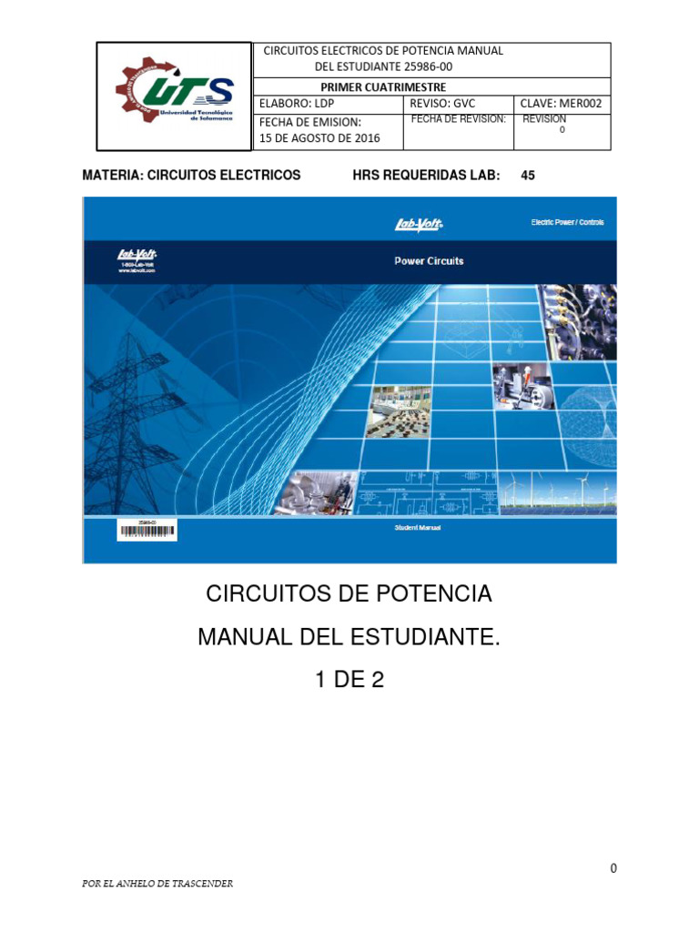 M002CIRC DE POTENCIA 1de2 MANUAL DEL ESTUDIANTE 25986 | PDF | Resistencia Eléctrica y ...