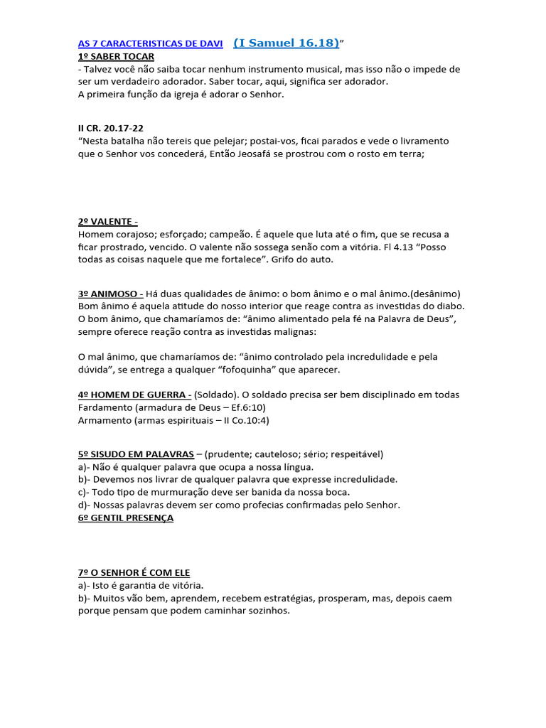 As 7 Caracteristicas de Davi | PDF