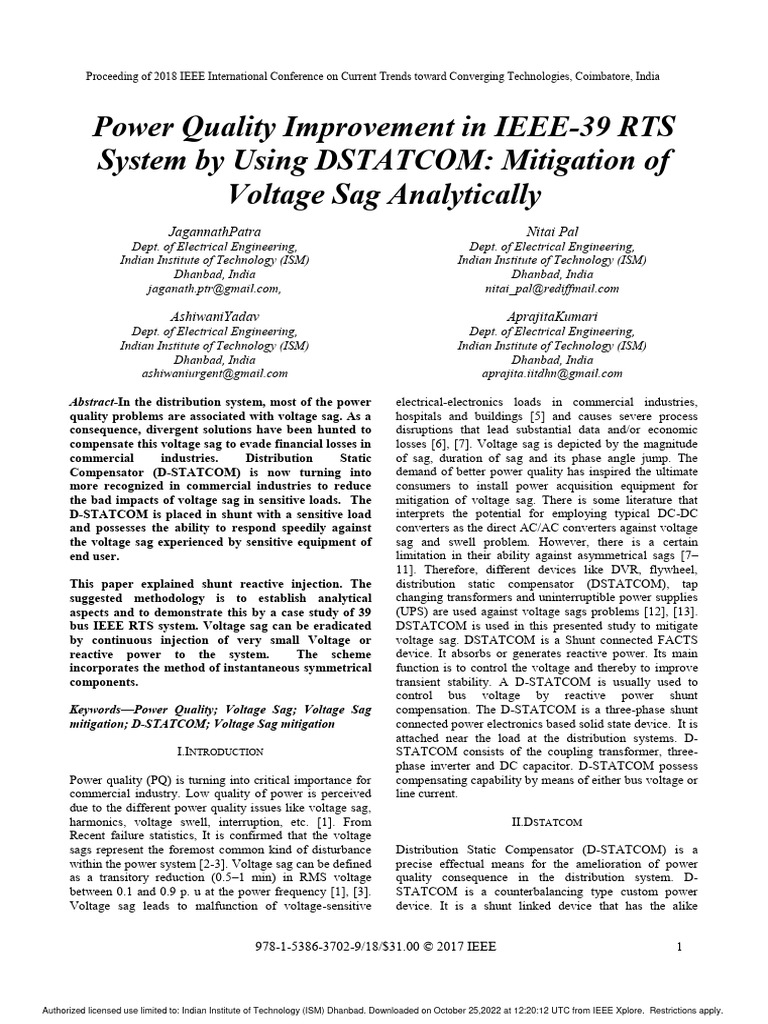 Power Quality Improvement in IEEE-39 RTS System by Using DATATCOM ...