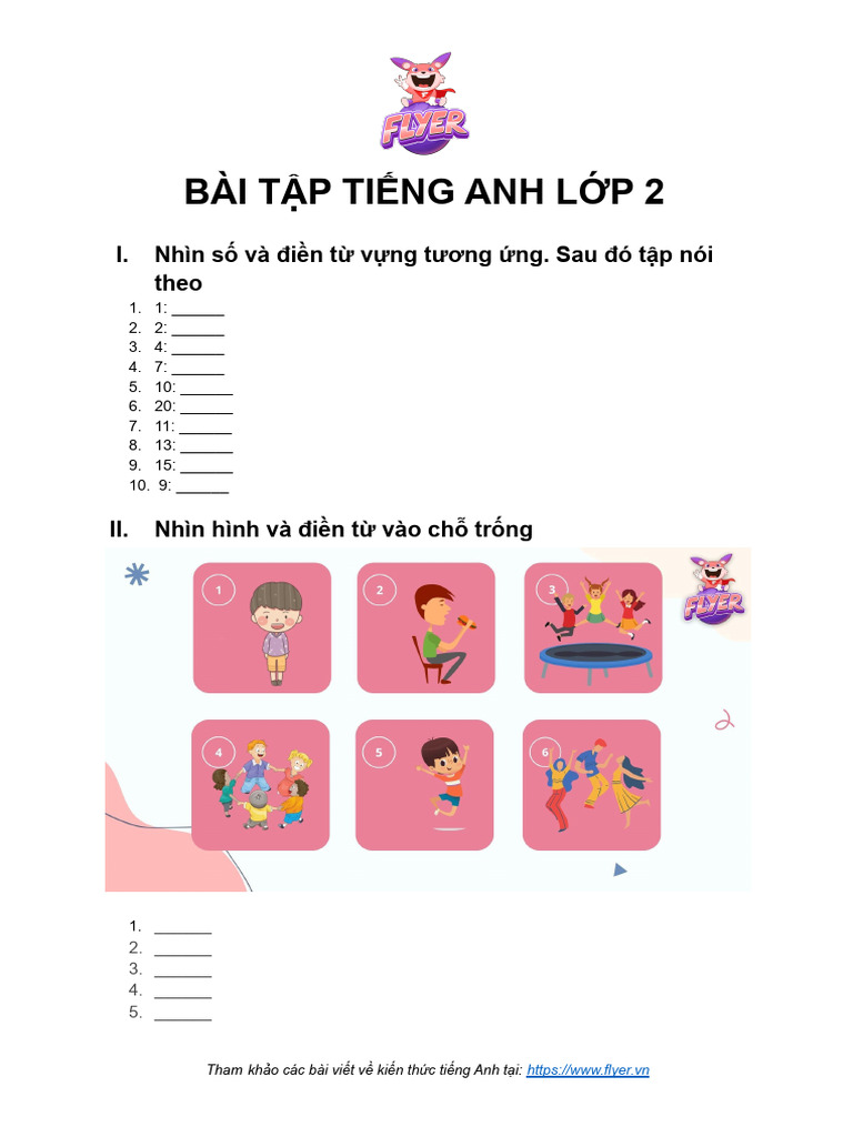 Bai Tap Tieng Anh Lop 2 1 | PDF