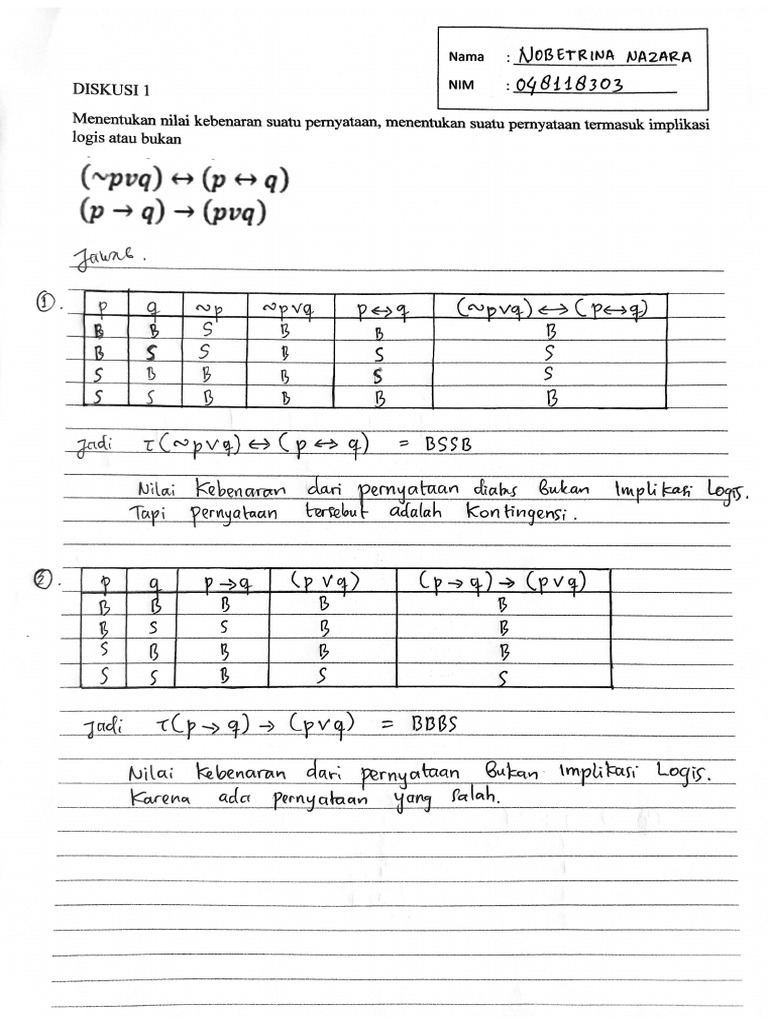 Diskusi 1 MTK Dasar | PDF
