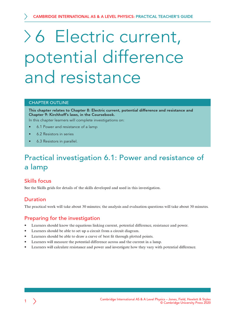 PTG Chapter 6 Asal Physics | PDF | Voltage | Electrical Resistance And Conductance