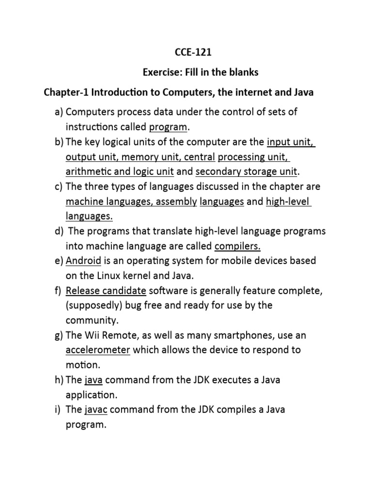 CCE-121 Assignment (Gaps) | PDF | Java (Programming Language) | Class (Computer Programming)
