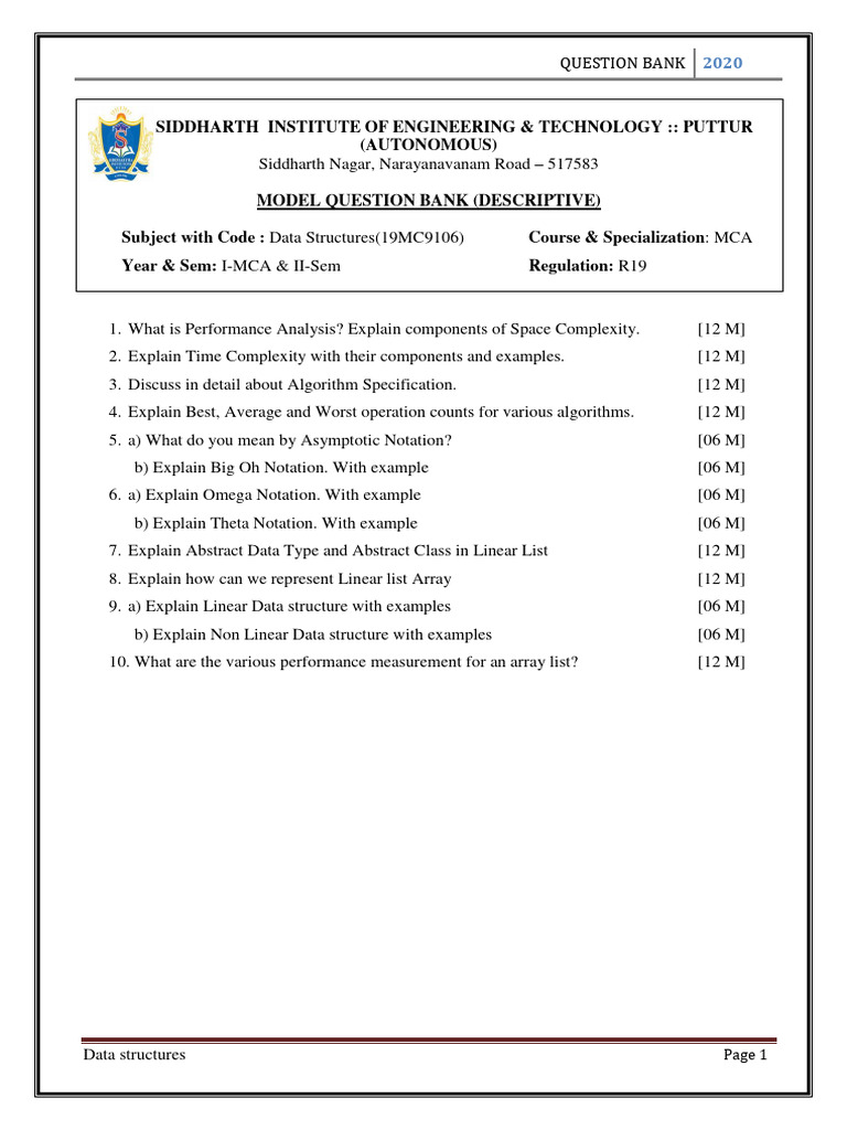 19MC9106 - Data Structure | Download Free PDF | Applied Mathematics ... 19MC9106 - Data Structure | Download Free PDF | Applied Mathematics ...