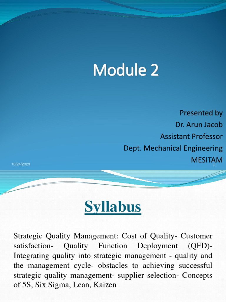 QM Module 2 Final | PDF | Six Sigma | Quality Management