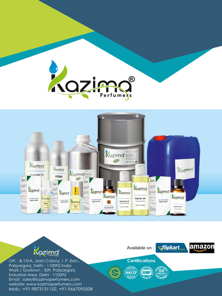 Kazima Perfumers: Essential Oils & Attars | PDF | Perfume | Essential Oil
