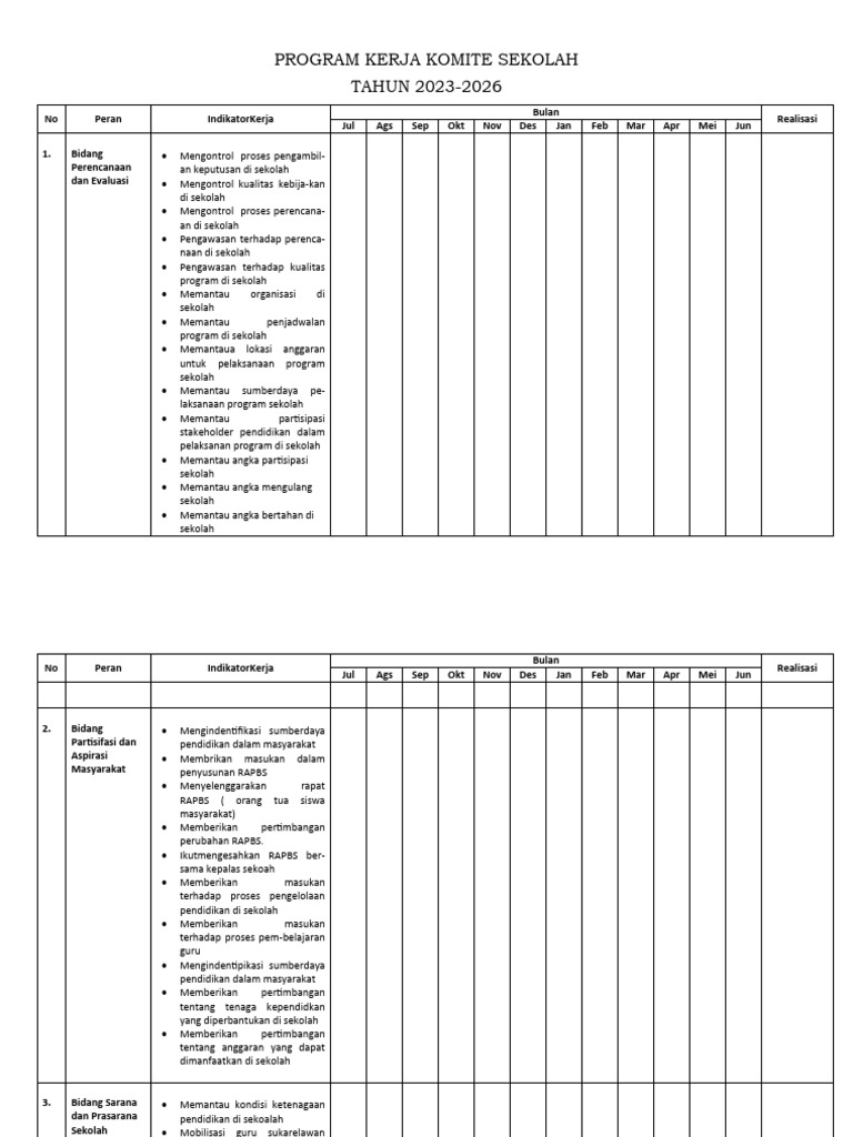 Program Kerja Komite Sekolah | PDF