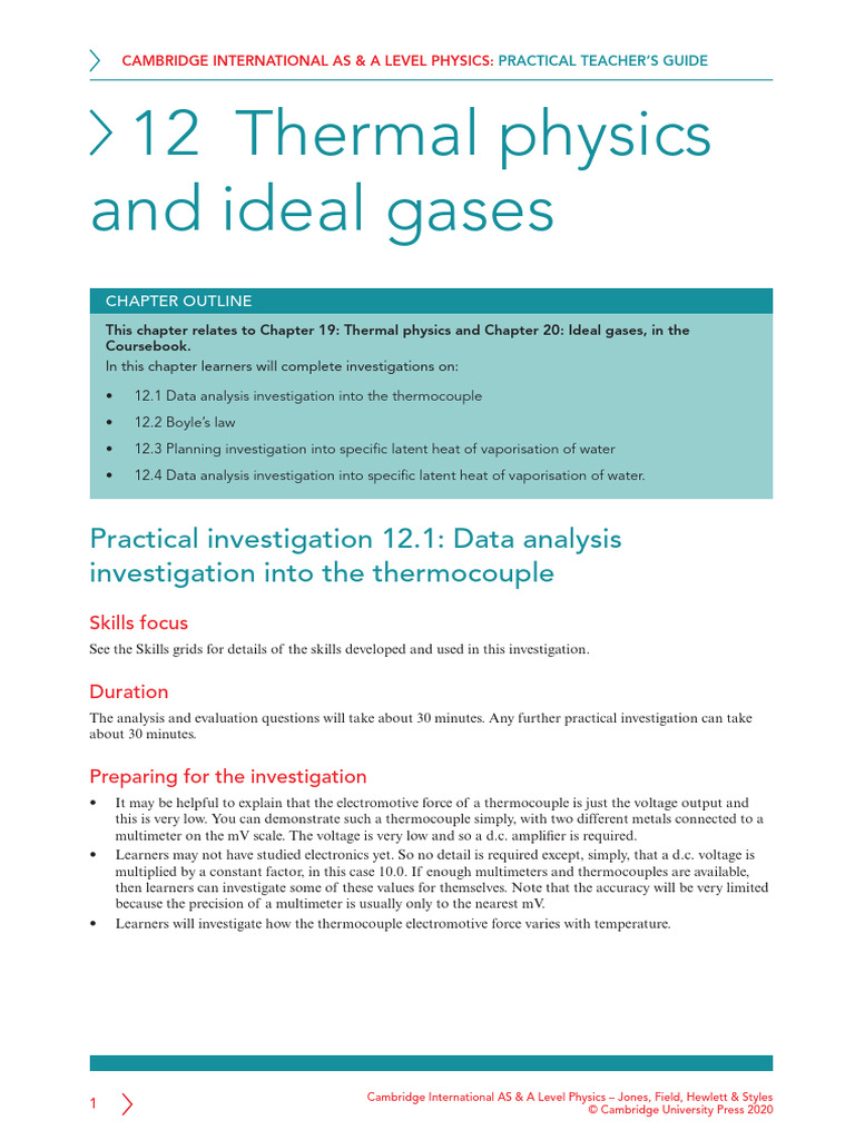 A Level Physics: Thermal Physics Guide | PDF | Thermocouple | Voltage