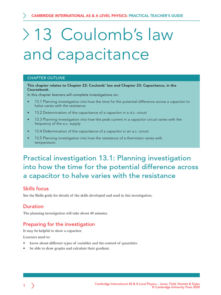 Investigating Capacitor Potential Differences | PDF | Capacitor ...