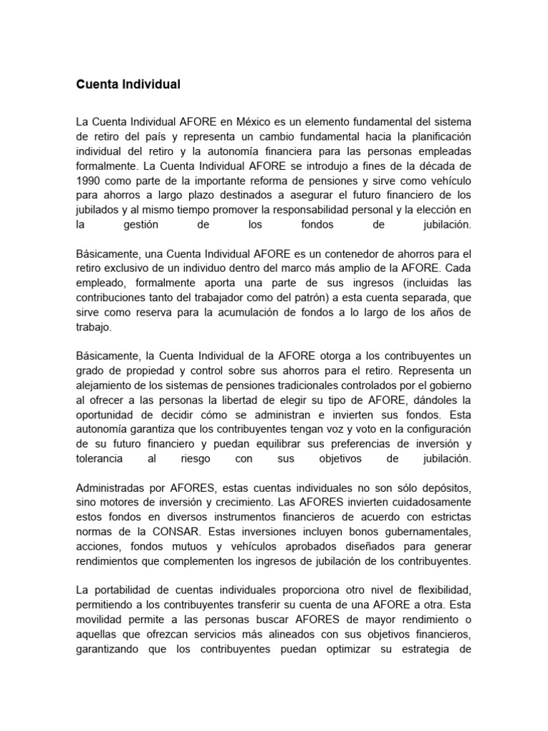 Cuenta Individual | PDF | Pensión | Jubilación