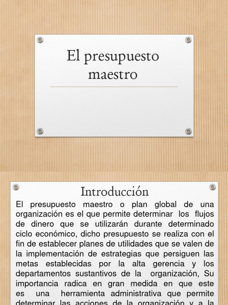 El Presupuesto Maestro | PDF | Presupuesto | Economias