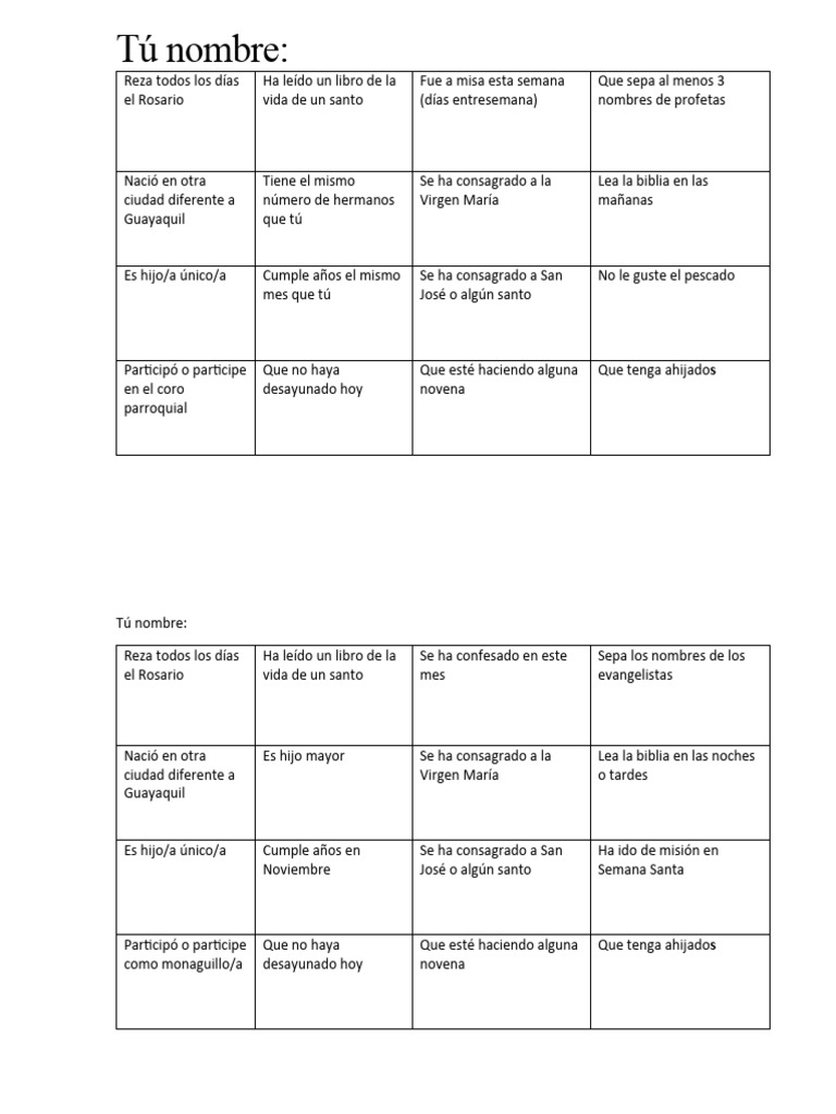 Bingo Encuentra A Alguien Que .............. | PDF | María, madre de Jesús