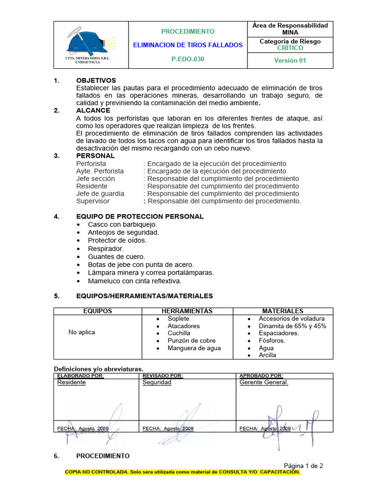 Eliminación Segura de Tiros Fallados | PDF