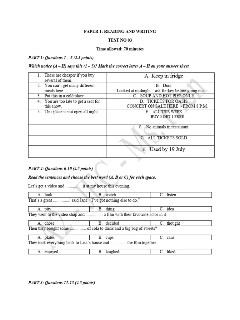 A2 - Test Reading Writing 03 | PDF | Robot | Robotics