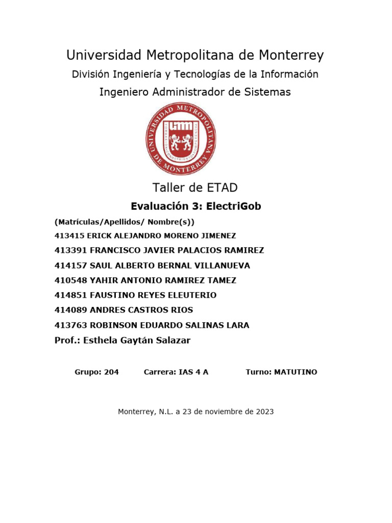 Evaluación 3 ETAD Equipo | PDF | Evaluación | Liderazgo