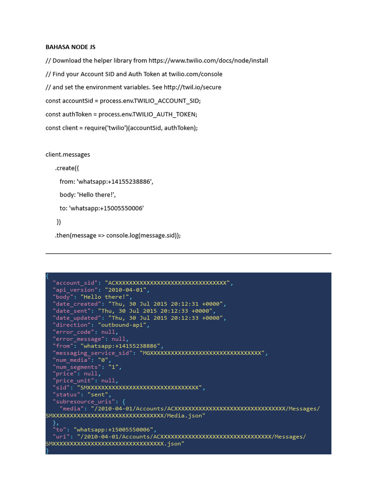 Kirim Pesan Wa Api Dengan Twilo Pdf C Sharp Programming Language