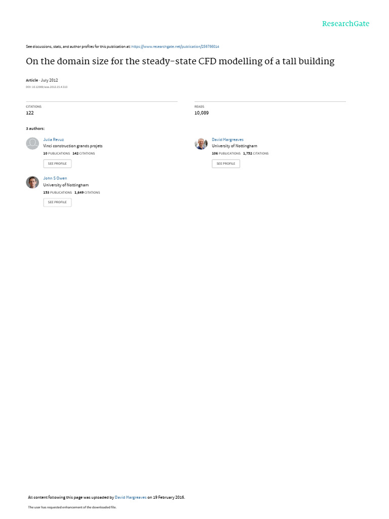 CFD Domain Size for Tall Buildings | PDF | Turbulence | Computational ...