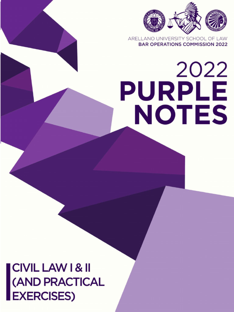 2022 AUSL Purple Notes Civil Law I II and Practical Exercises 2 | PDF ...
