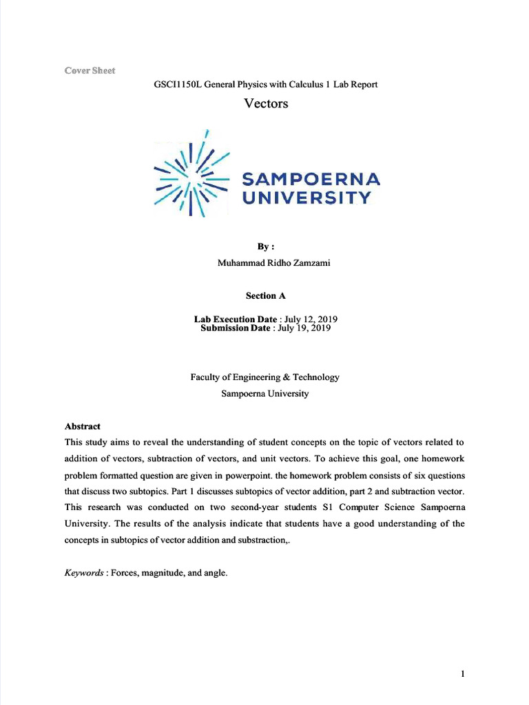 PDF Lab Report Vector Addition | PDF